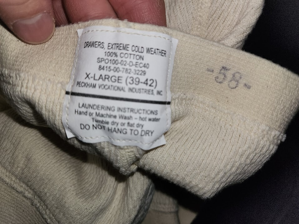 Extreme Cold Weather Drawers Off-white size X-Large US Military - New ...