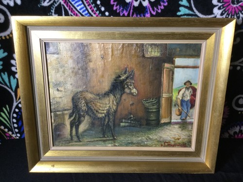 Artist signed Oil Painting Mule and Man 20"x16" VINTAGE 1 Of 1 | eBay