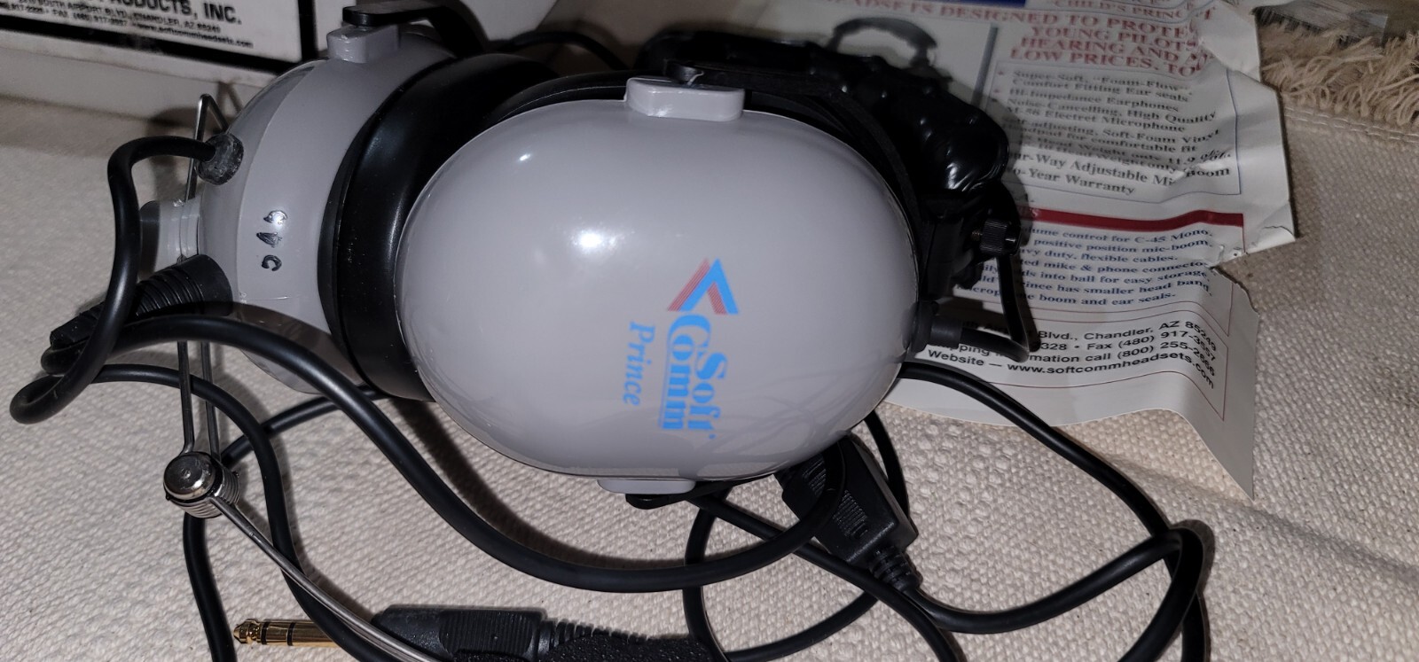 SoftComm C 45 Pro-Am Pilot Headphones Stereo Mic Noise ATTENUATING ...