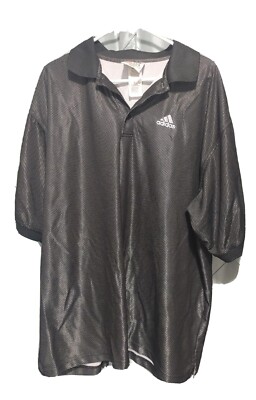 Adidas Polo Xxl 88387 Black Silver Short Sleeve 3 Stripe | eBay