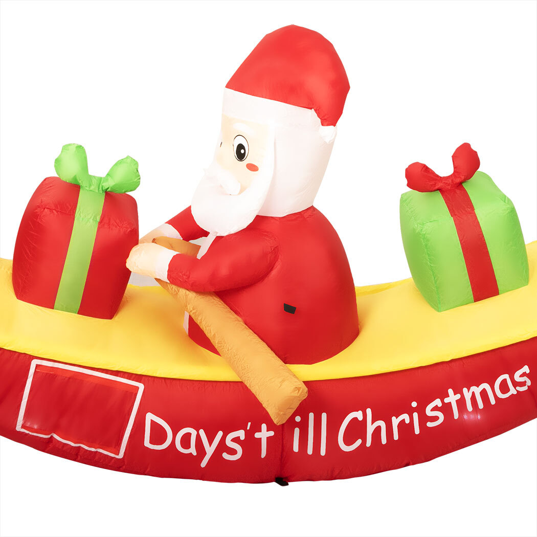 Santaco Christmas Inflatable Santa Clau Boat 2.1M Xmas Outdoor Decor ...