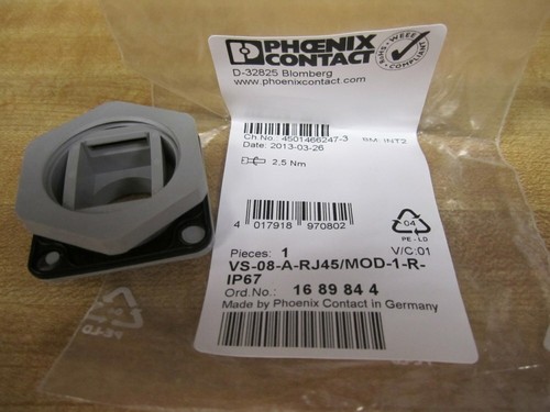 Phoenix Contact VS-08-A-RJ45/MOD-1-R-IP67 Panel Mounting Frame 16 89 84 ...