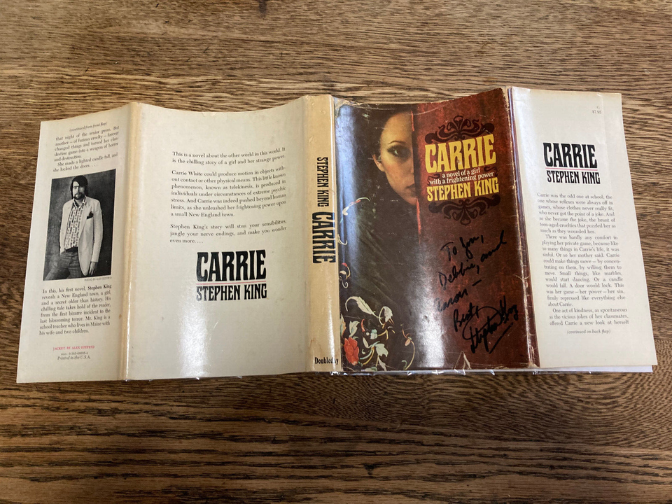 STEPHEN KING SIGNED/"CARRIE"/FIRST EDITION/SIGNED $7.95 DJ/..EARLY ...