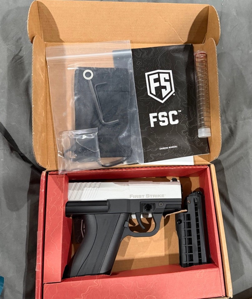 NEW First Strike FSC Paintball Launcher - Silver with “”2-12g”” Mags ...