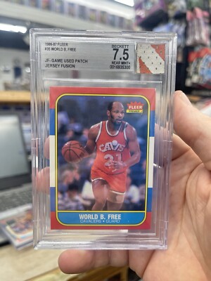 1986 Fleer World B free Patch Rookie Card Cavs Bgs 7.5 Jersey Fusion | eBay