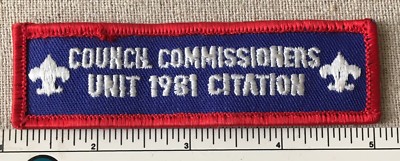 1981 COUNCIL COMMISSIONERS Boy Scout Unit Citation Strip PATCH BSA ...