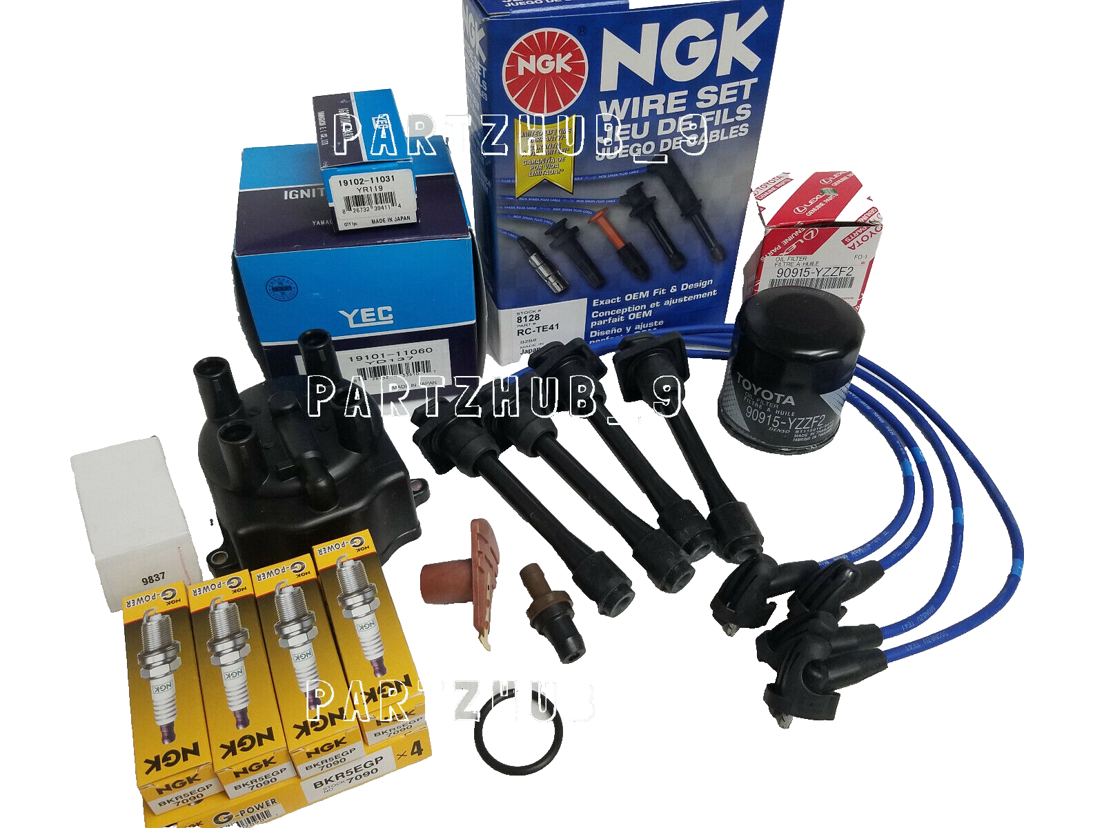 Cap-Rotor-NGK Wires-Platinum Spark Plug-PCV-Filter for Toyota Corolla 1 ...