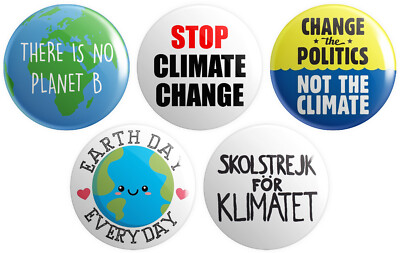 5 x Climate Change BUTTON PIN BADGES 25mm 1 INCH | Logo Extinction ...