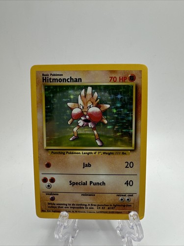 Hitmonchan Holo Vintage Pokemon Card Base Set 7/102 LP Sleeve And Top ...