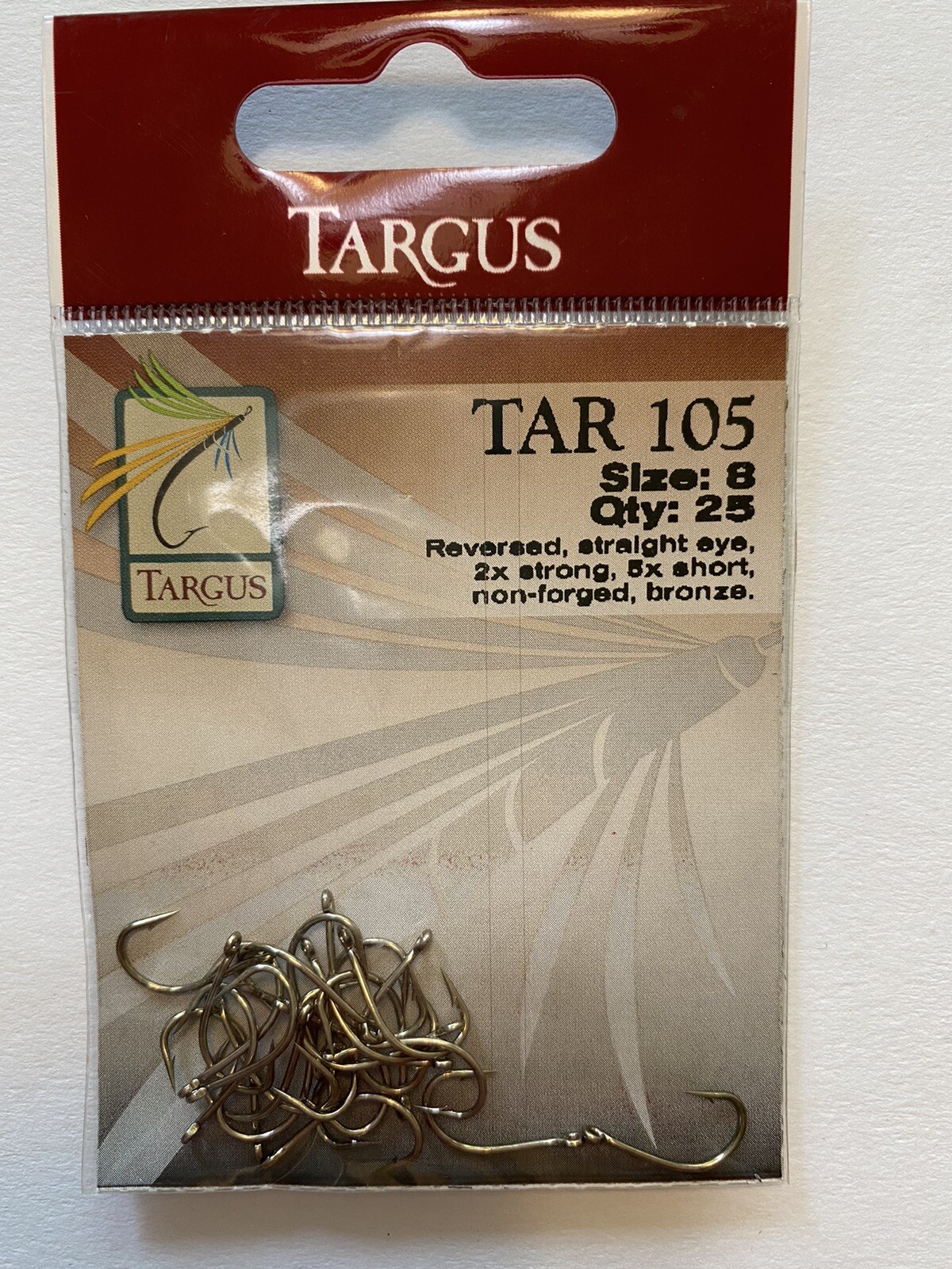 2 Packs Targus TAR 105 Size 8 Qty 25 each Fly Tying Hooks Reversed ...