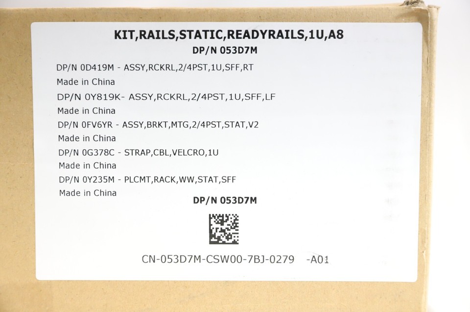 1U Static Ready Rails Rail Kit 053D7M A8 NEW | eBay