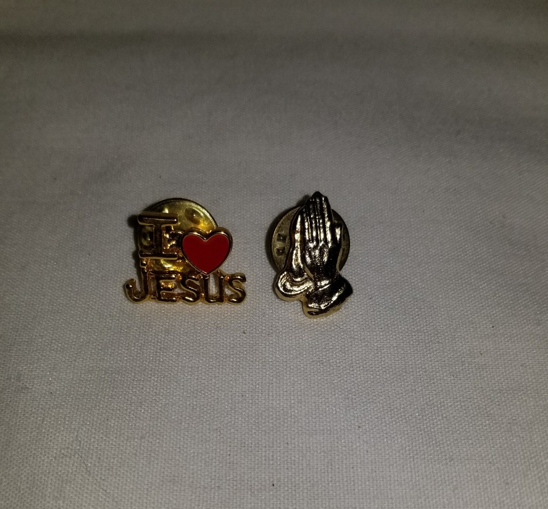 Lot of 2 Vintage Pins Praying Hands/I Love Jesus Pin, Tie Tack Gold ...