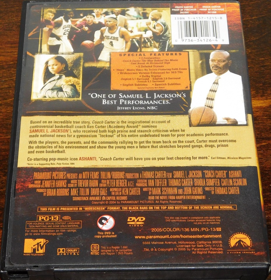 Coach Carter 2005 (Widescreen Edition) - DVD - Samuel L. Jackson ...