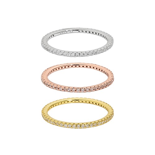 Sterling Silver Infinite CZ Thin Band Dainty Stackable Ring A3350 | eBay