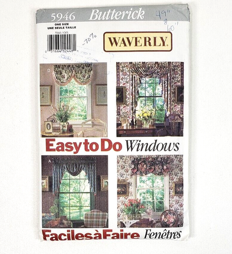 5946 Butterick Sewing Pattern Home Decor Waverly Window Valances ...