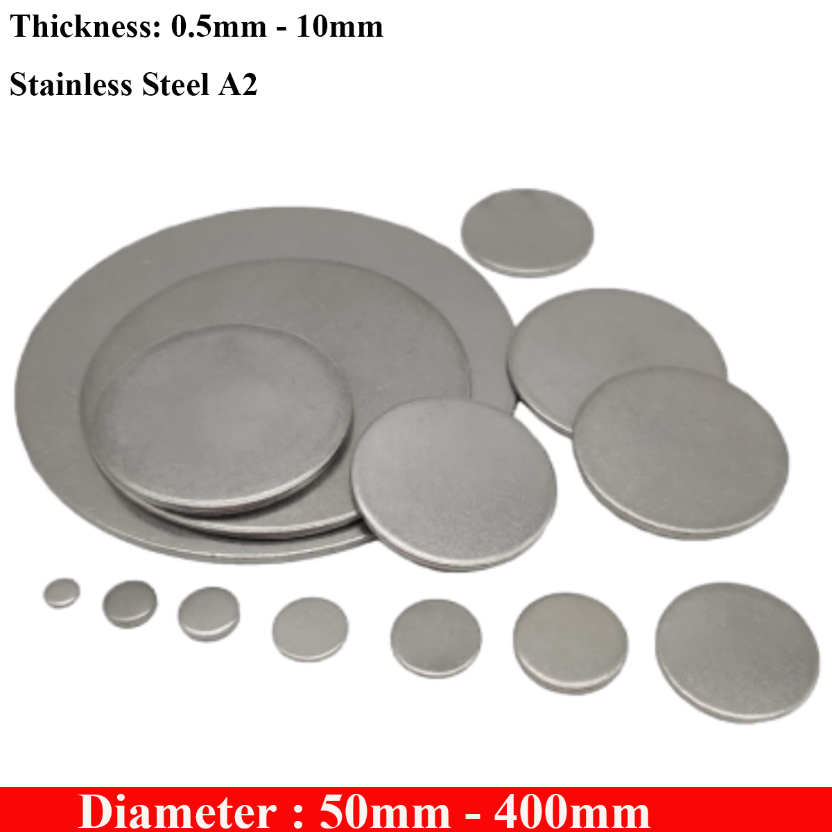 A2 Stainless Steel Disc Plate Solid Round Metal Stamping Blanks Circle ...