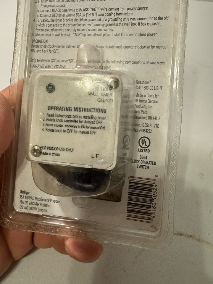 GE GENERAL ELECTRIC 12 Hour COUNTDOWN WALL TIMER SWITCH! SINGLE POLE | eBay