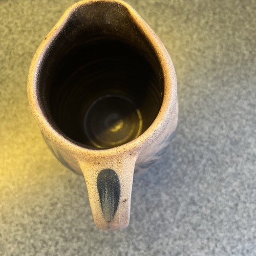 Vintage Rowe Pottery Works Salt Glazed Stoneware Pitcher 1990 6.5” Leaf ...