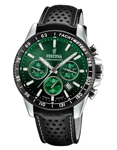 Festina Chronograph Men's Watch Black/Green Chrono F20561/5 | eBay