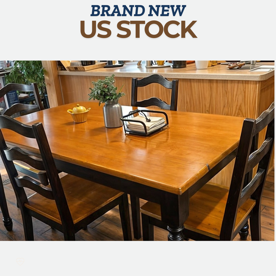 5 Piece Farmhouse Solid Wood Dining Set Kitchen Dining Table With ...
