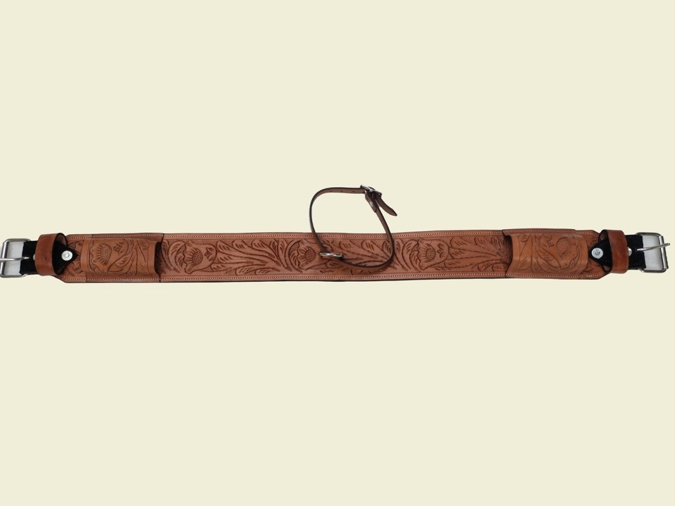 HORSE BACK FLANK REAR CINCH GIRTH LEATHER WESTERN SADDLE TOOLED | eBay
