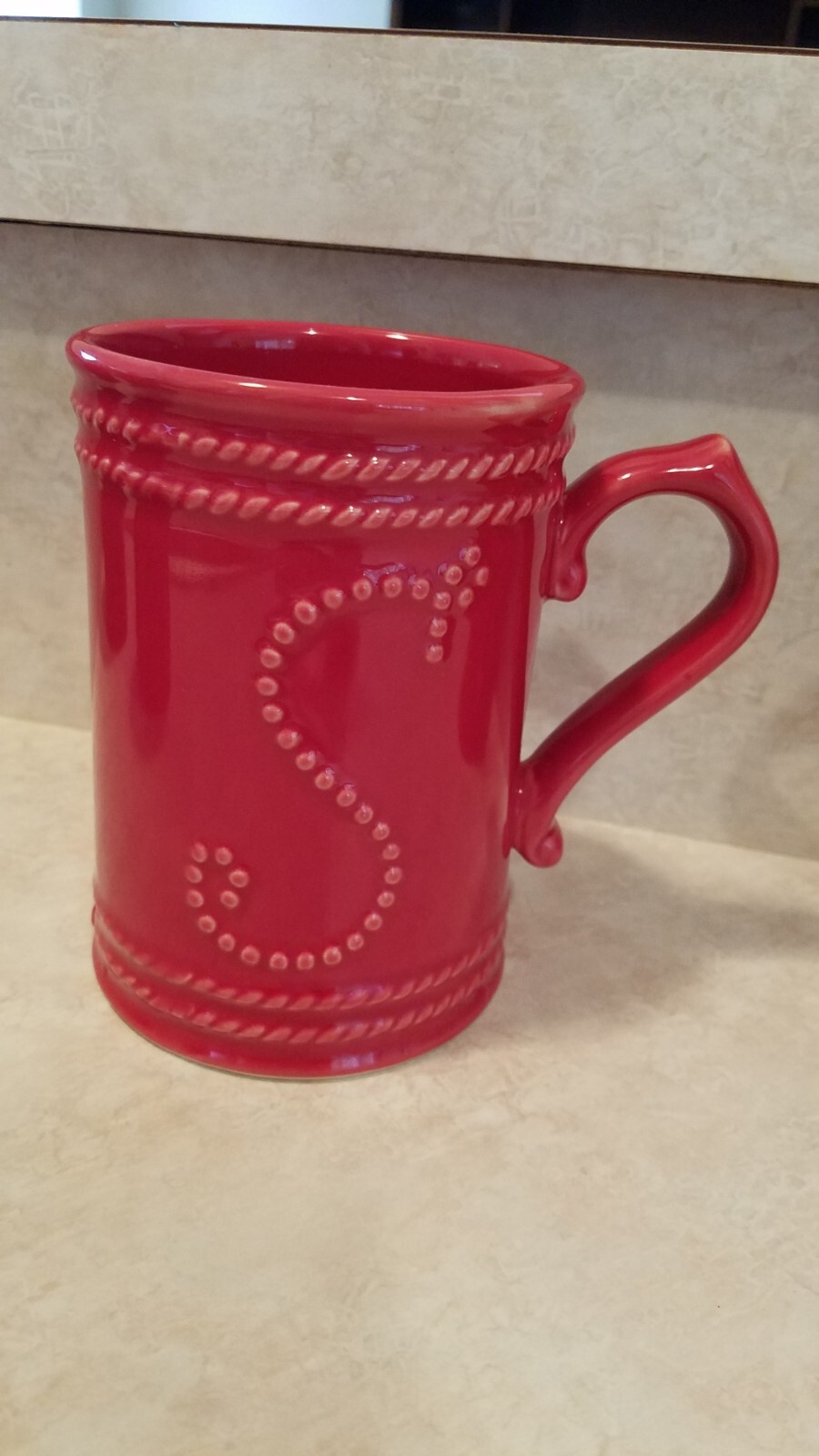 Set of 4~Food Network Stoneware Fontinella Monogram Rope Cursive S ...