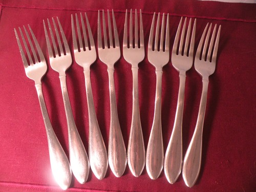 Set Of 8 ONEIDA Jackson Dinner Forks Stainless 18/10 Satin Flatware 7 7 ...