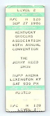 Jerry Reed Concert Ticket Stub September 23 1986 Lexington Kentucky | eBay