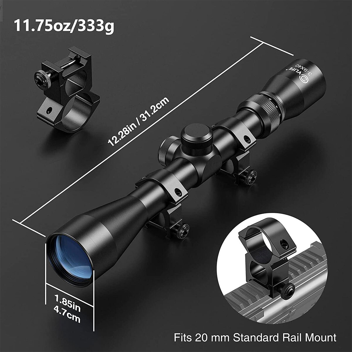 CVLIFE 3-9×40 Hunting Rifle Scope Optics R4 Reticle Crosshair Tactical ...