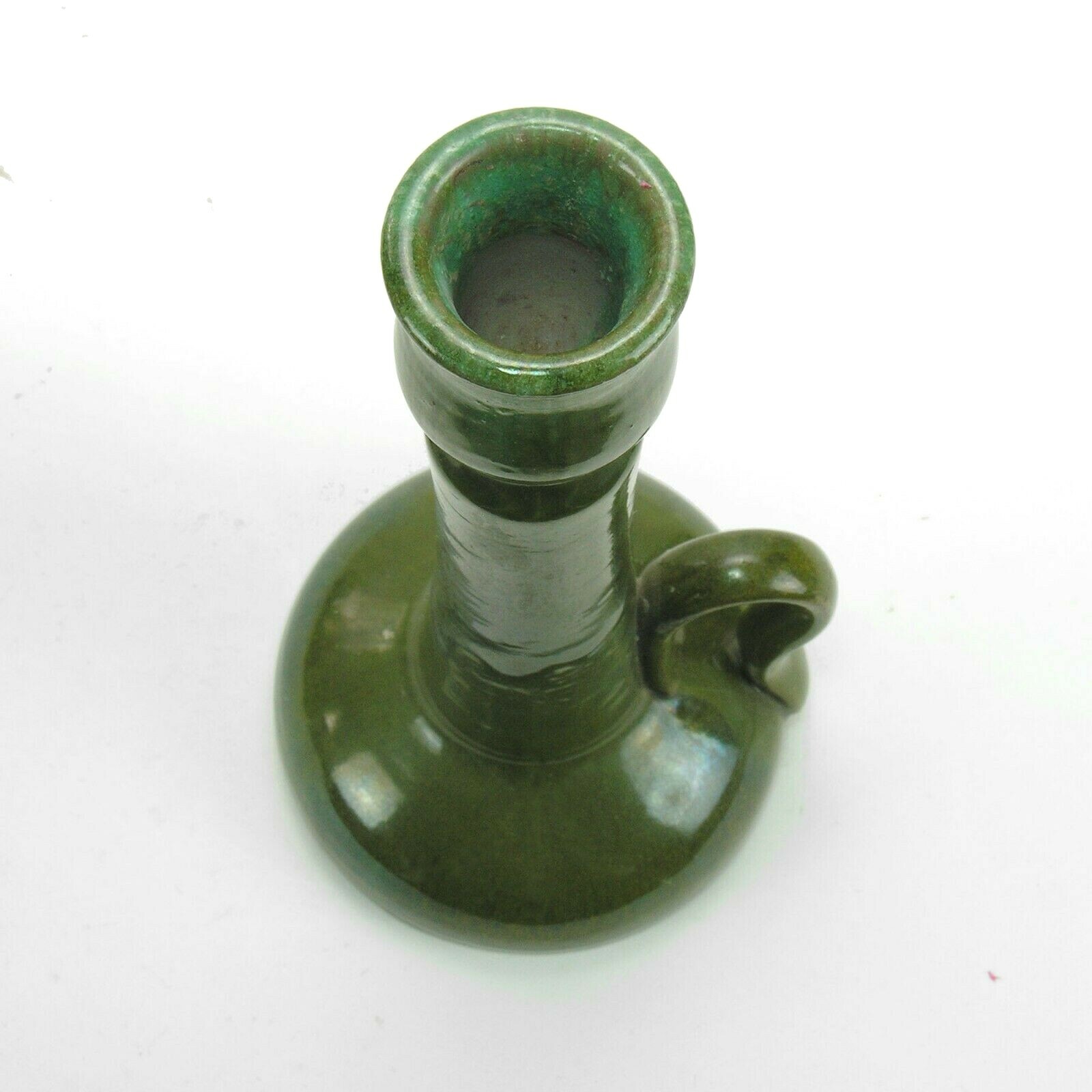 WJW Walley Pottery semi matte green glaze 8.5" tall chamberstick arts ...