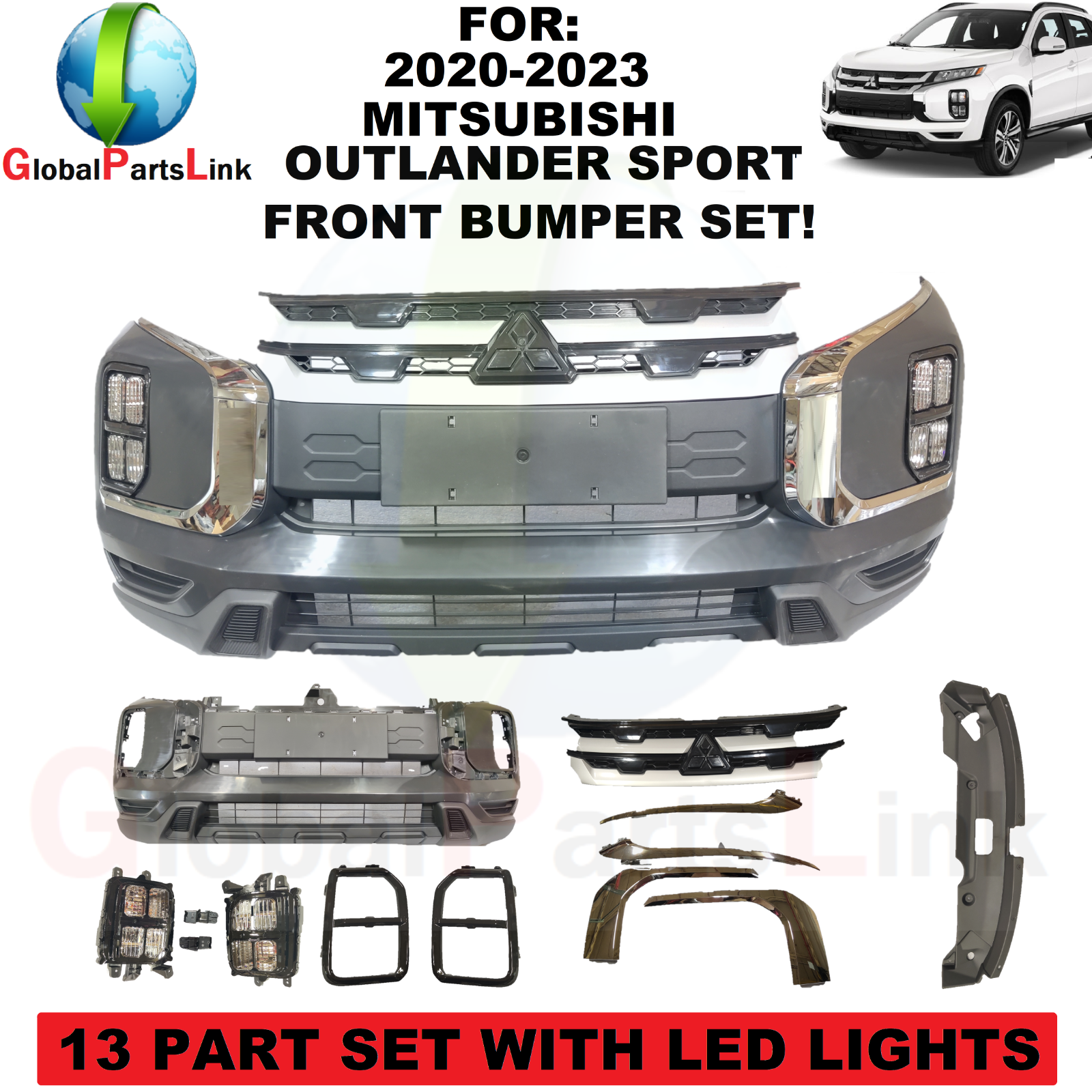 2020 2021 2022 2023 mitsubishi outlander SPORT front bumper LED FOG ...