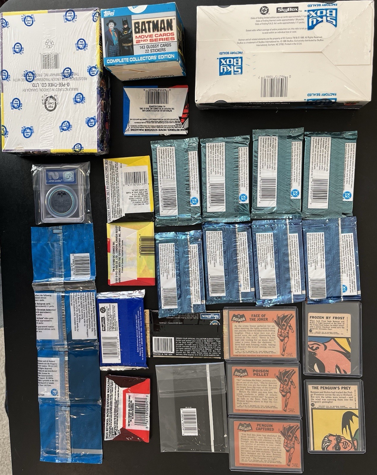 Batman Collectibles Lot Unopened Boxes/Packs/Rack, 1966 Coin #6 PSA 7 ...