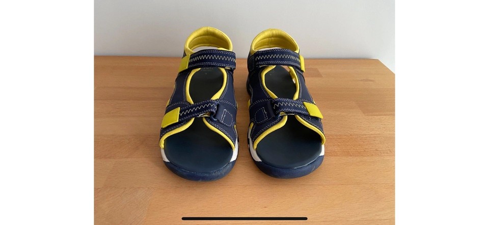John Lewis Boys Girls Rip Tape Navy Blue/Yellow Sandals Size UK 5 | eBay UK