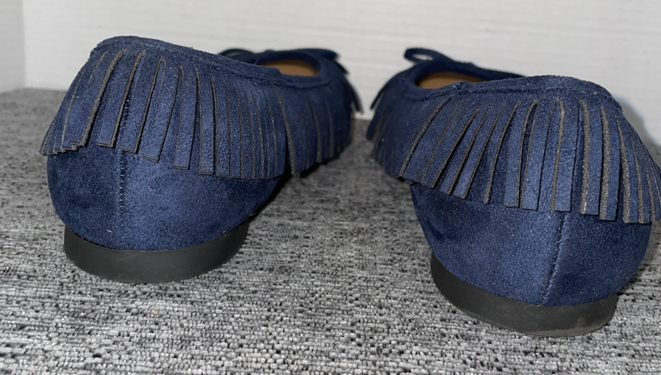 Comfortview Flats Womens 12WW Extra Wide Blue Ballet Fringe Square Toe ...