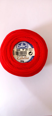 DMC Cebelia Crochet Thread 50g Red 666 - Size 20 | eBay