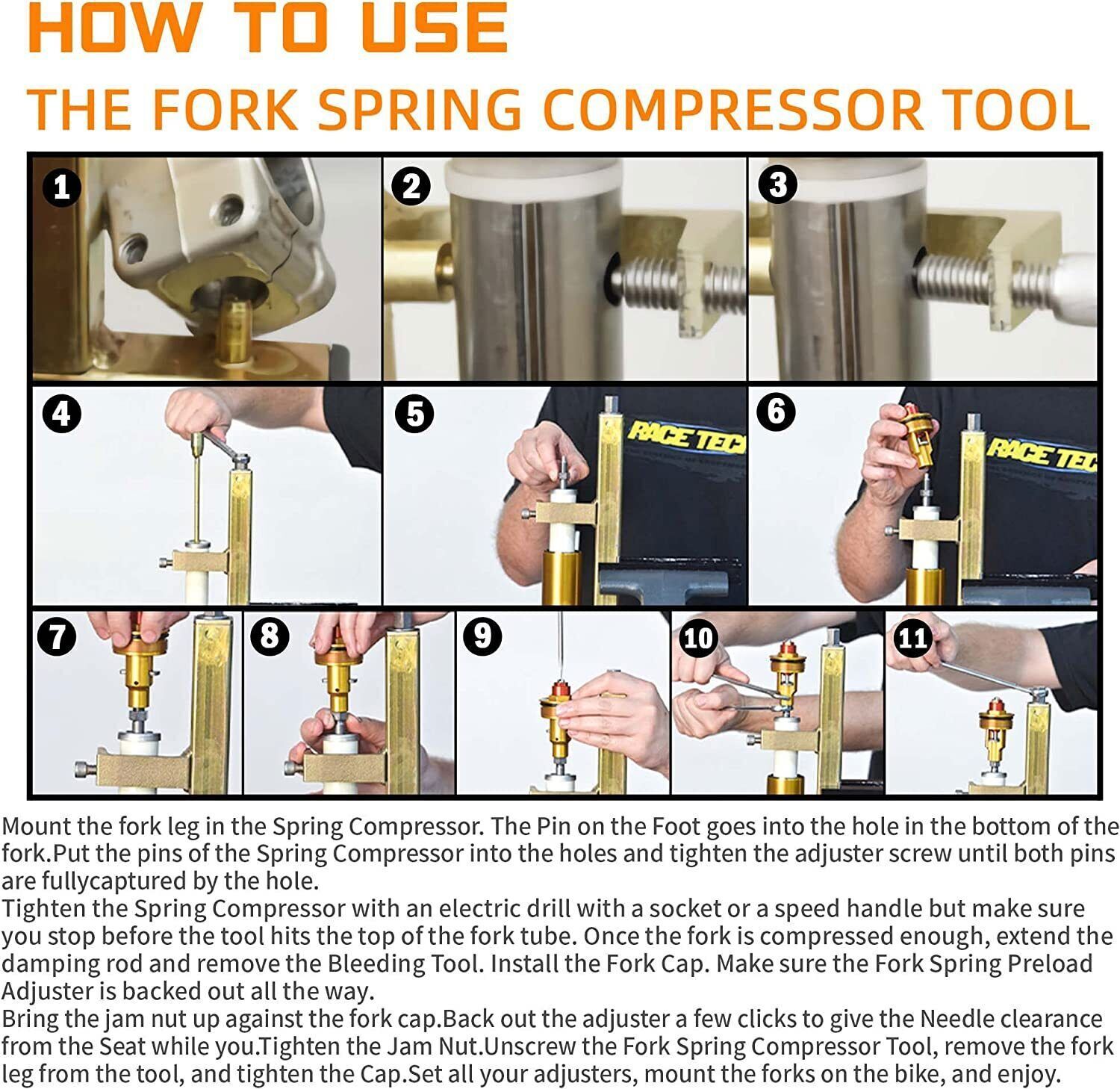TFSC 01 Motorcycle Fork Spring Compressor Tool for Sport Bikes Road ...