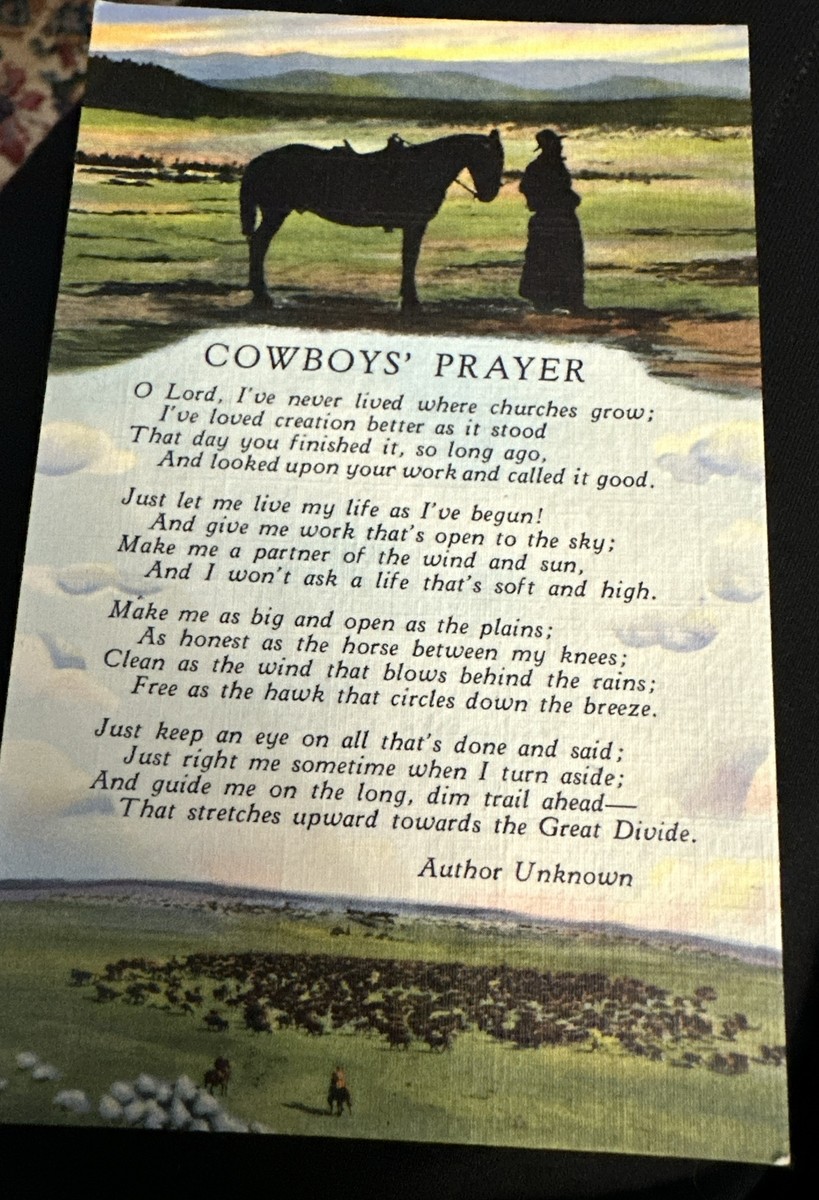 Cowboy Prayers And Poems Postcard Cowboys' Prayer Poem Horse And