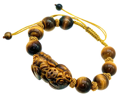 Feng Shui yellow Tiger Eye beads Pi Yao /Pi Xiu Xie bracelet Amulet for ...