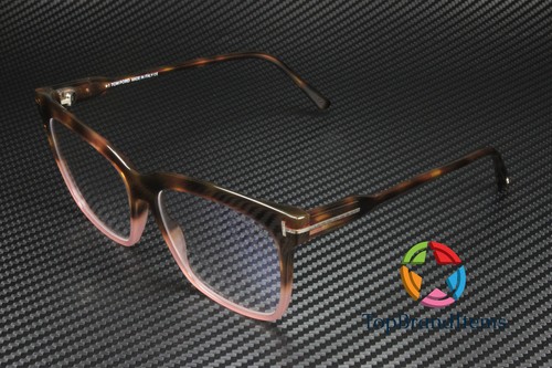 TOM FORD T-Logo FT5768 B 055 Havana Pink Blue Block Lens 54 Women's ...