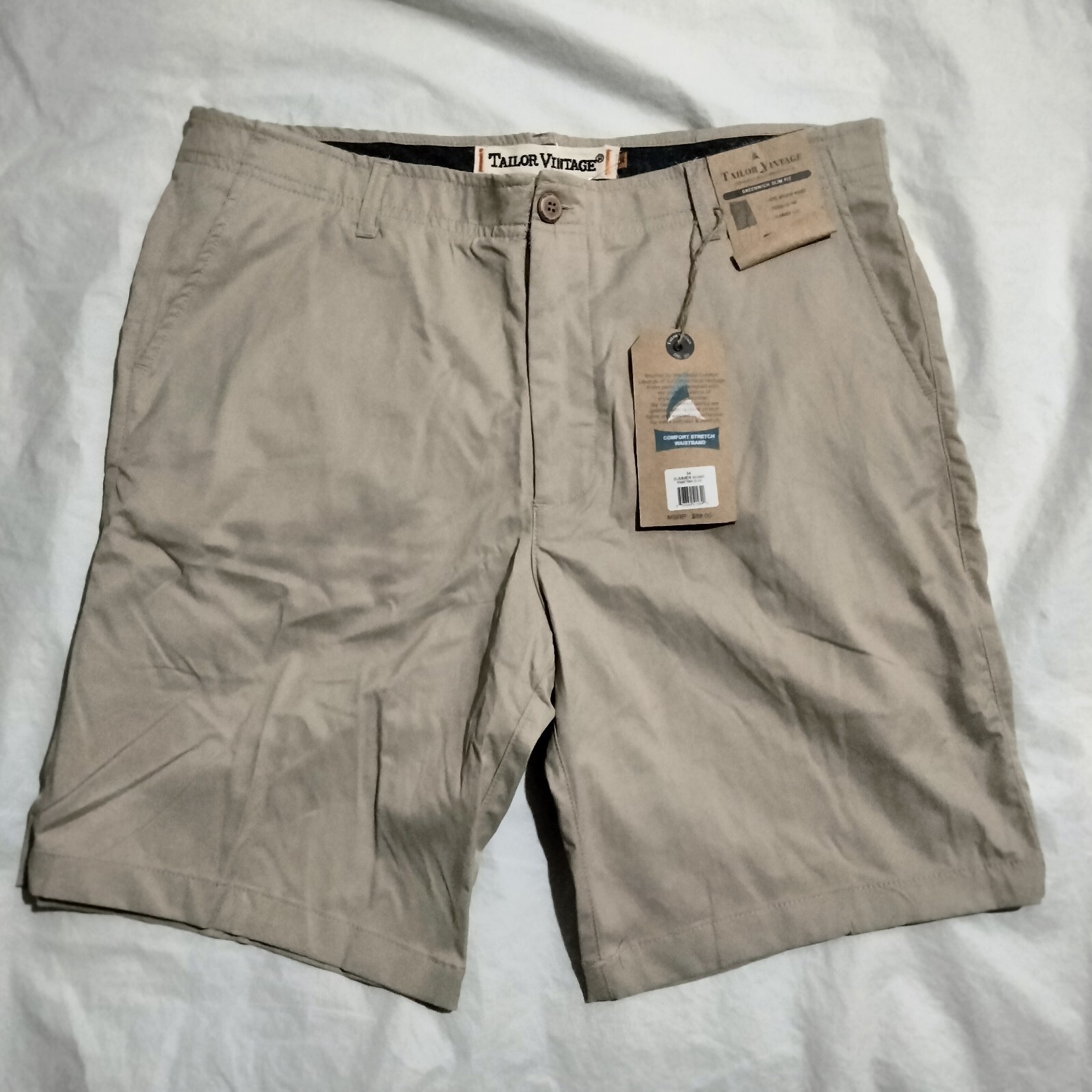 Tailor Vintage Men's Connecticut Greenwich Slim Fit Stretch Shorts Tan ...