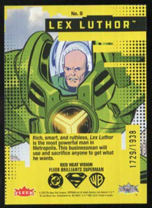 2025 Fleer Brilliants Superman #8 LEX LUTHOR "RED HEAT VISION" Card ...