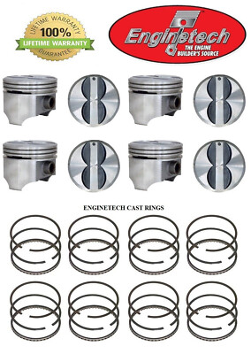 1968 - 1973 Chevy Chevrolet 307 Sbc Enginetech Flat Top Pistons And ...