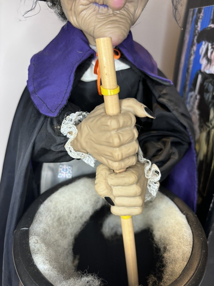 🧙Gemmy Vintage 28” Stirring Animated Talking Witch Halloween Sound ...
