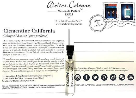 ATELIER COLOGNE CLEMENTINE CALIFORNIA Cologne Absolue Vial SPLASH 0.1 ...