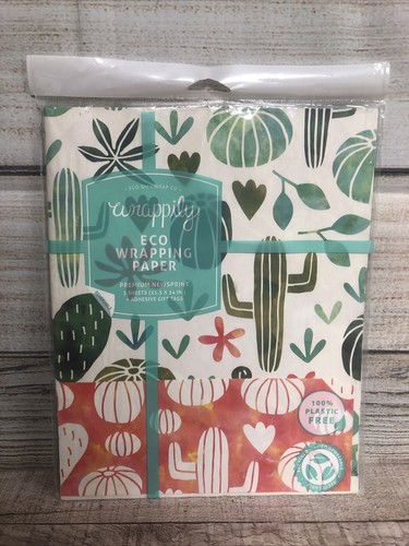 Plastic Free Recycled Wrapping Paper Eco friendly Compostable Cactus ...