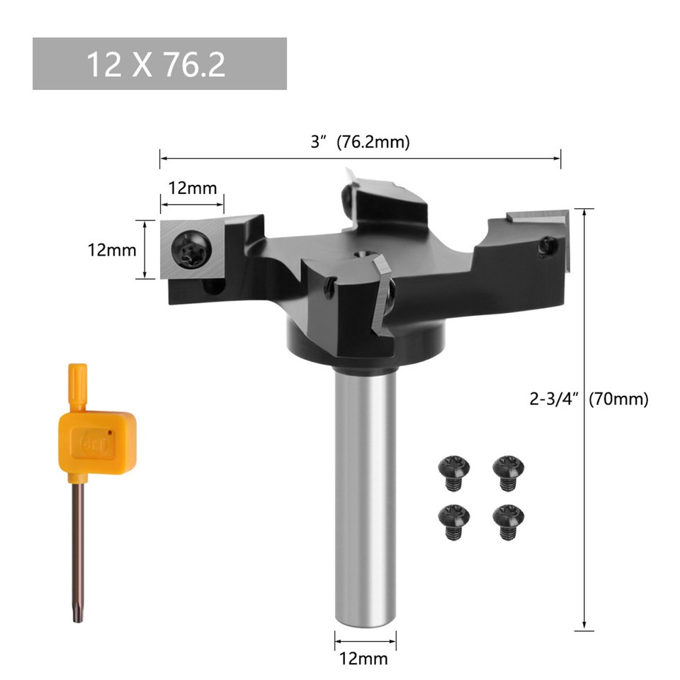 CNC Spoilboard Surfacing Router Bit 1/2" Shank Carbide Insert Cutter ...