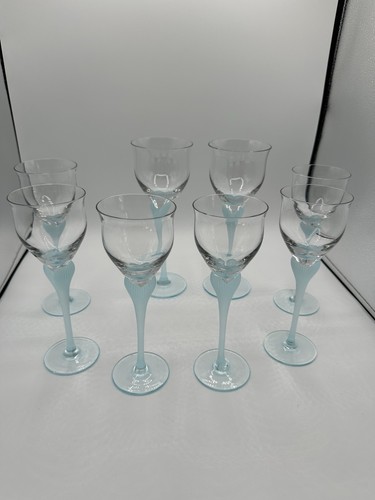 8 Mikasa Sea Mist Turquoise/Aqua Blue Vtg Wine Glasses six 8.25” Two 9. ...