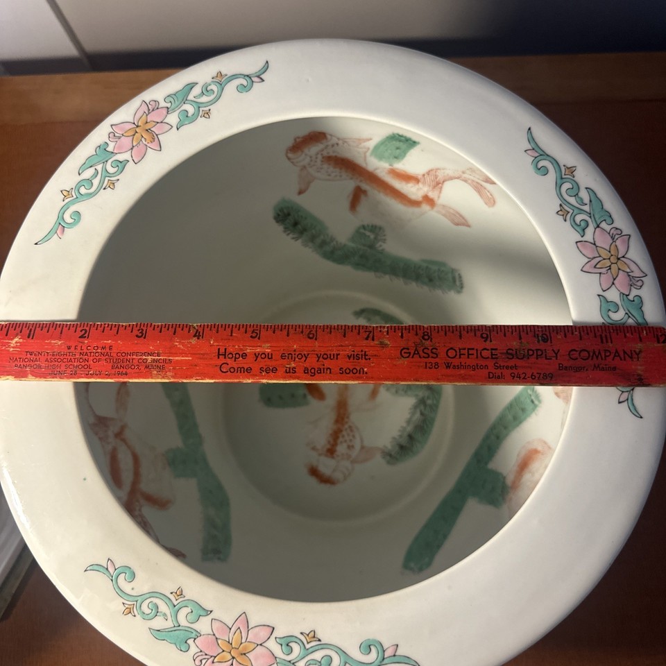 Large Chinese Famille Rose Cache Pot Fish Bowl Planter Gorgeous | eBay