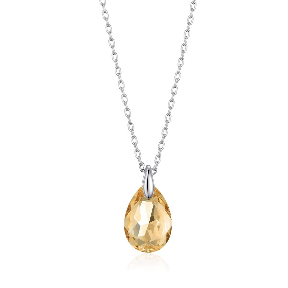 Sterling Silver Golden Shadow Necklace Created with Zircondia® Crystals ...