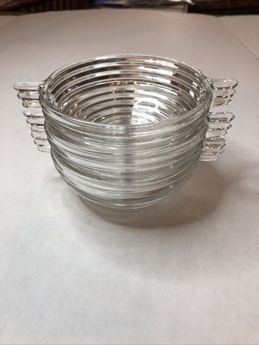 3 Anchor Hocking Manhattan Crystal 4.5" Double Handled Berry Bowls 1938 ...